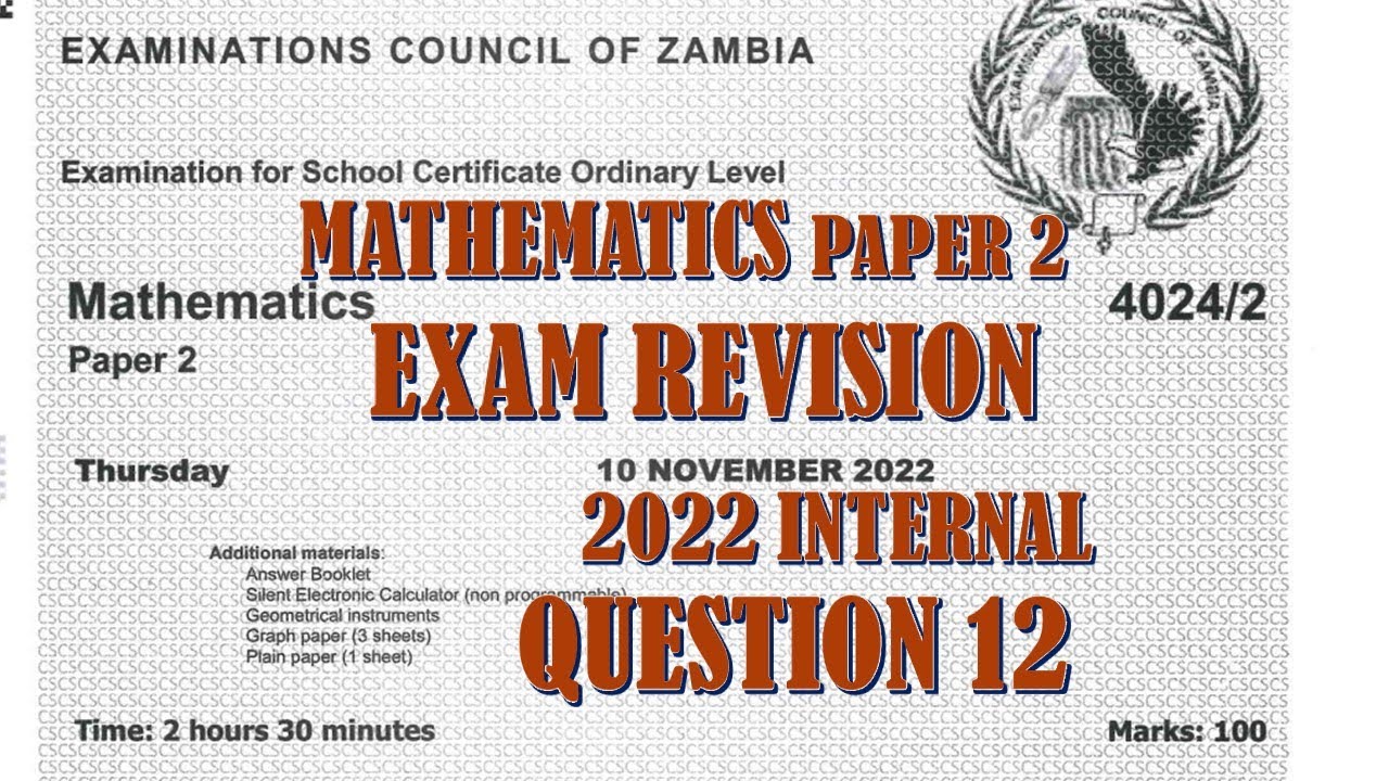 2022 MATHEMATICS PAPER 2 QUESTION 12 - YouTube