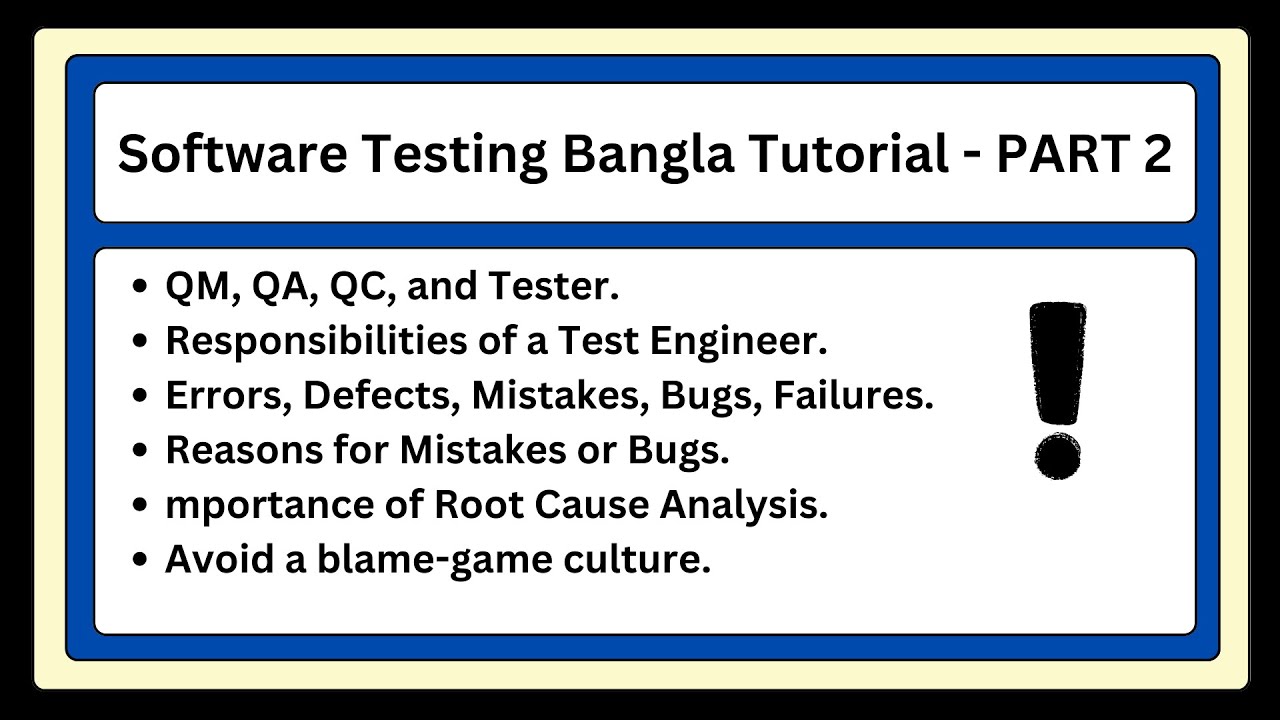 Software Testing Bangla Tutorial Part 2 | Bug, defect, Failure, QA, QC ...
