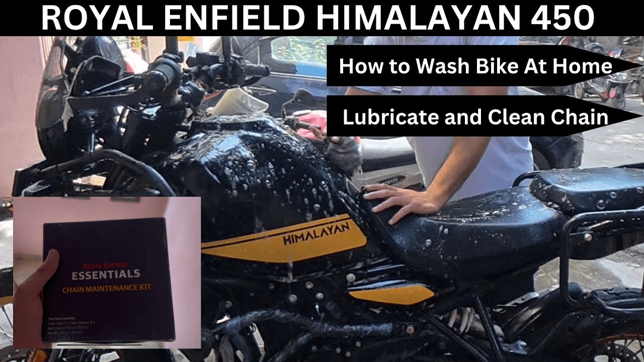 Himalayan 450 || Easy and Cheap Bike Wash At Home || How to Lubricate ...