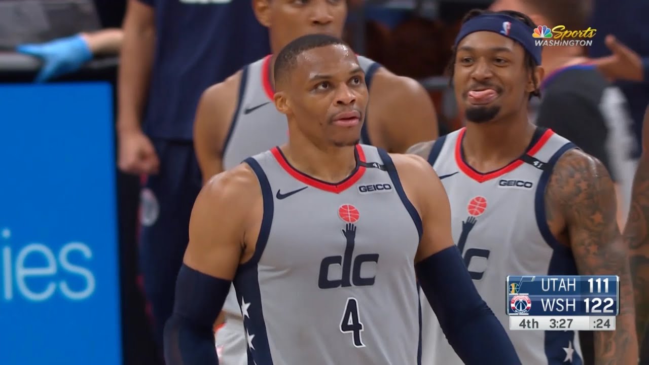 Russell Westbrook rocking the baby on Donovan Mitchell | Jazz vs ...