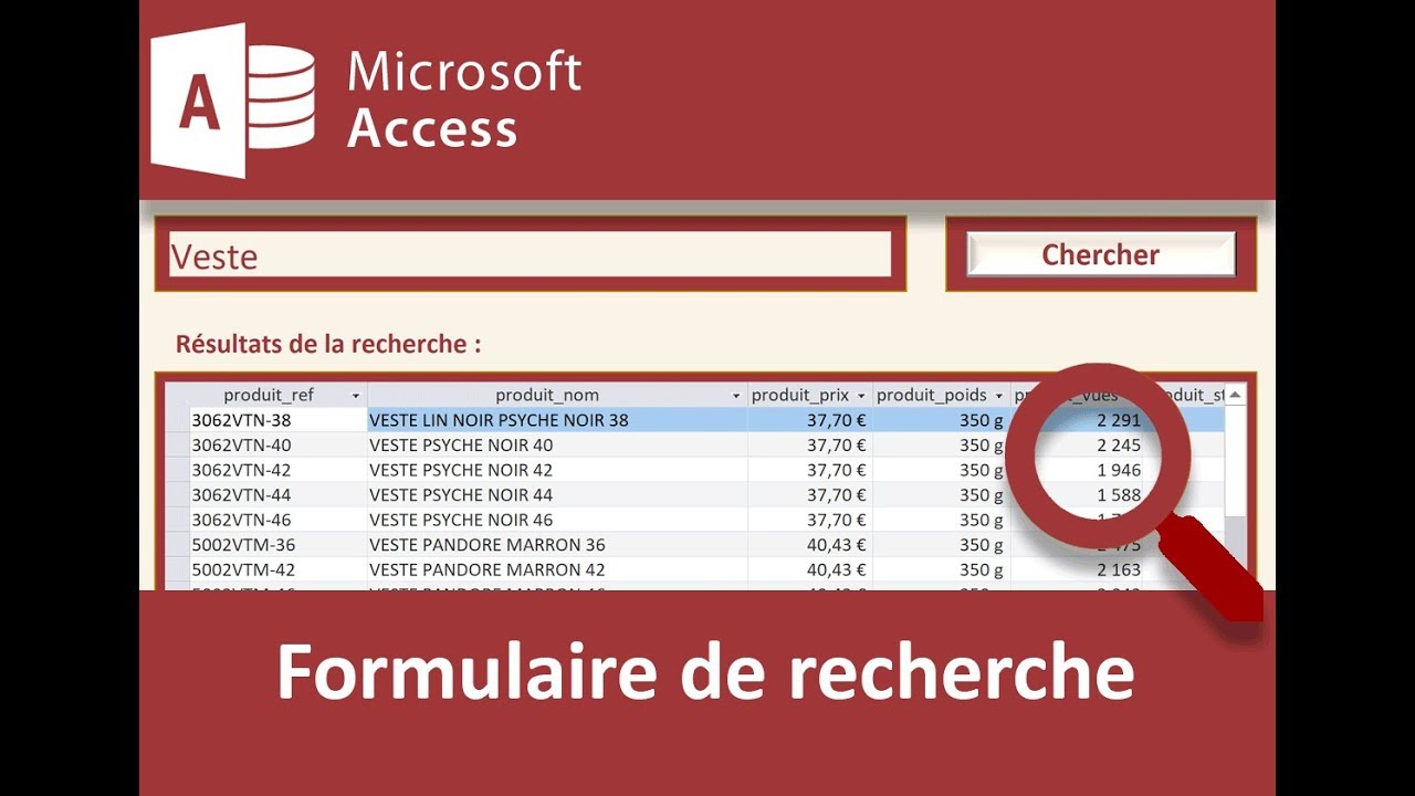 formulaire access liste déroulante
