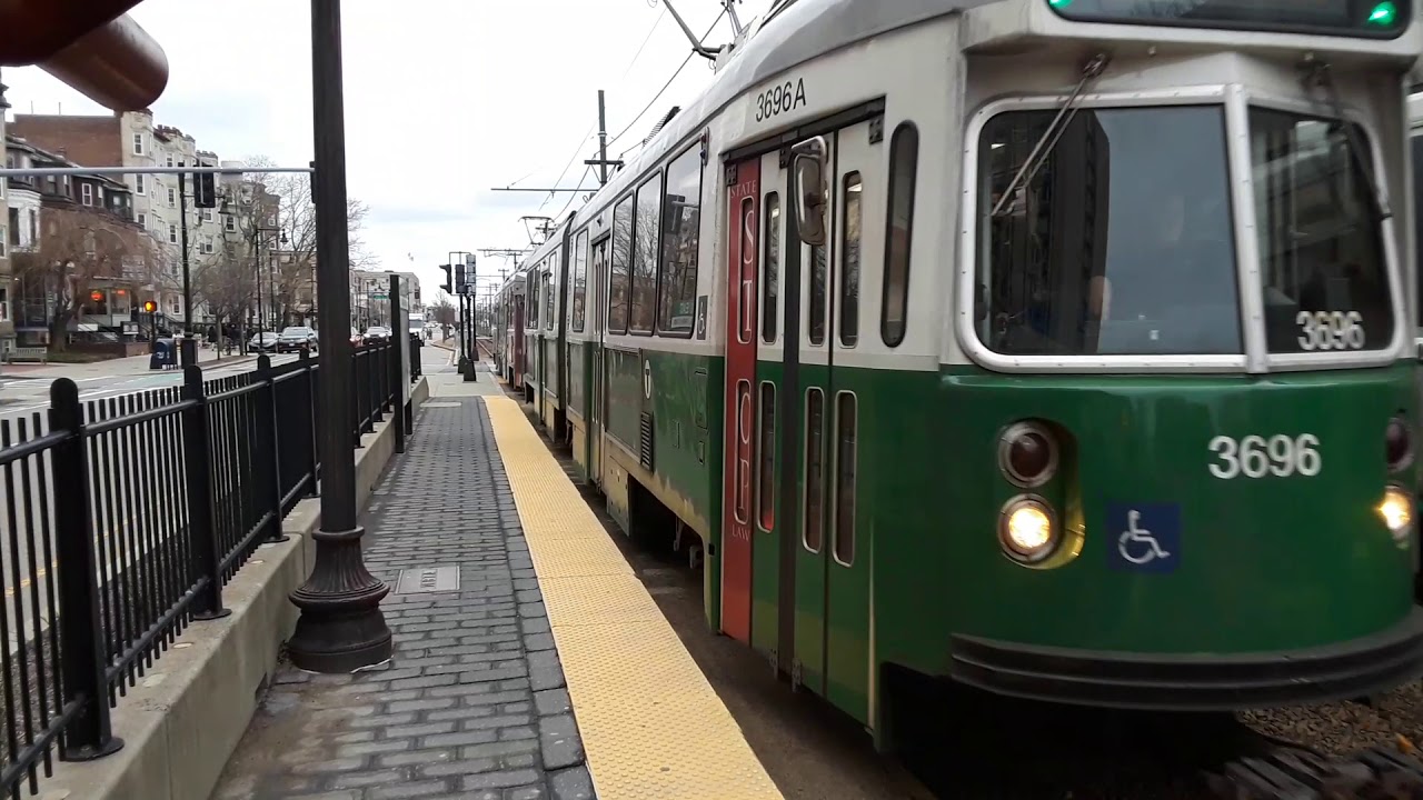 Boston MBTA Green Line train arriving at BU East Station ( Mar 6, 2020 ...