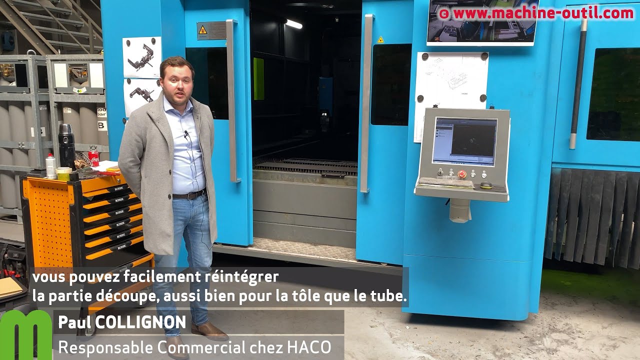 Machine de découpe laser fibre combinée pour tôle et tube Haco HFL E - YouTube