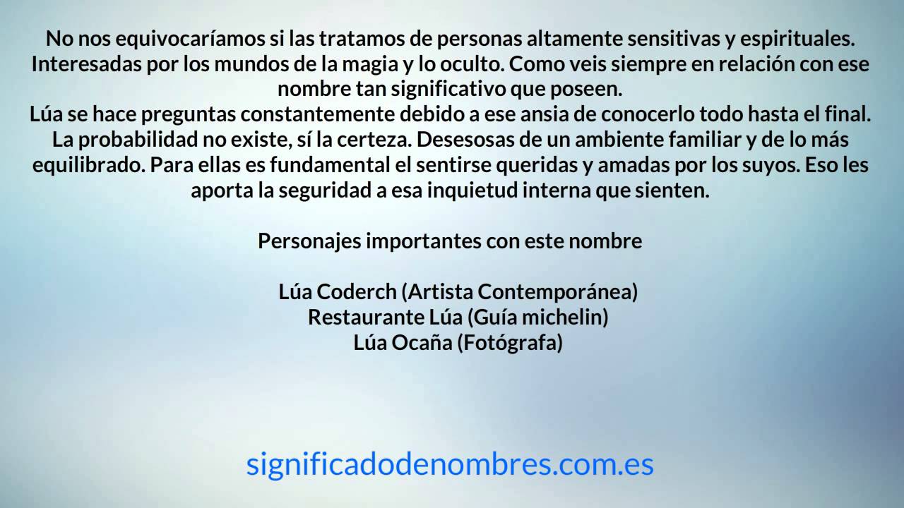 Significado del nombre Lua - YouTube