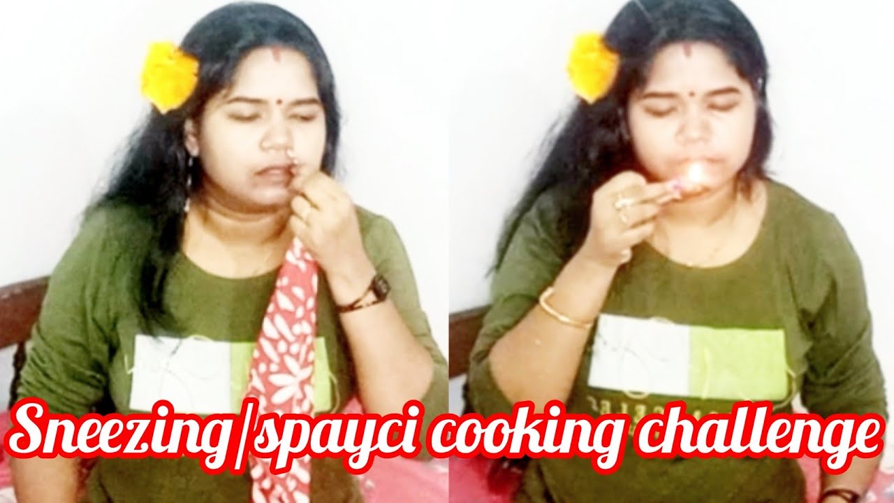 sneezing challenge/sneezing with long gress, handcarchif, spayci ...