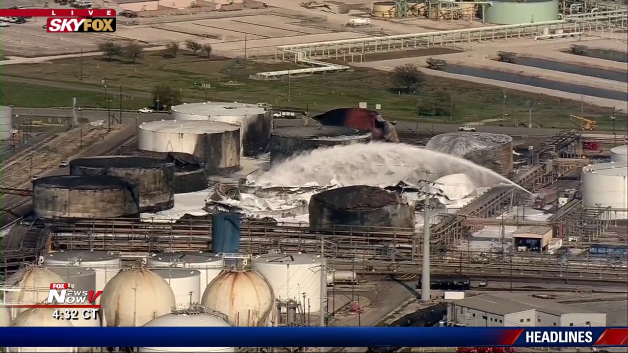 FIRE OUT: All tanks extinguished at ITC Deer Park - YouTube