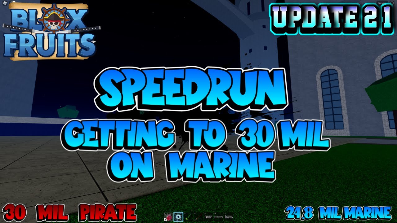 SPEEDRUN TO 30 MIL ON MARINE (Blox Fruits) --SHORT STREAM-- - YouTube