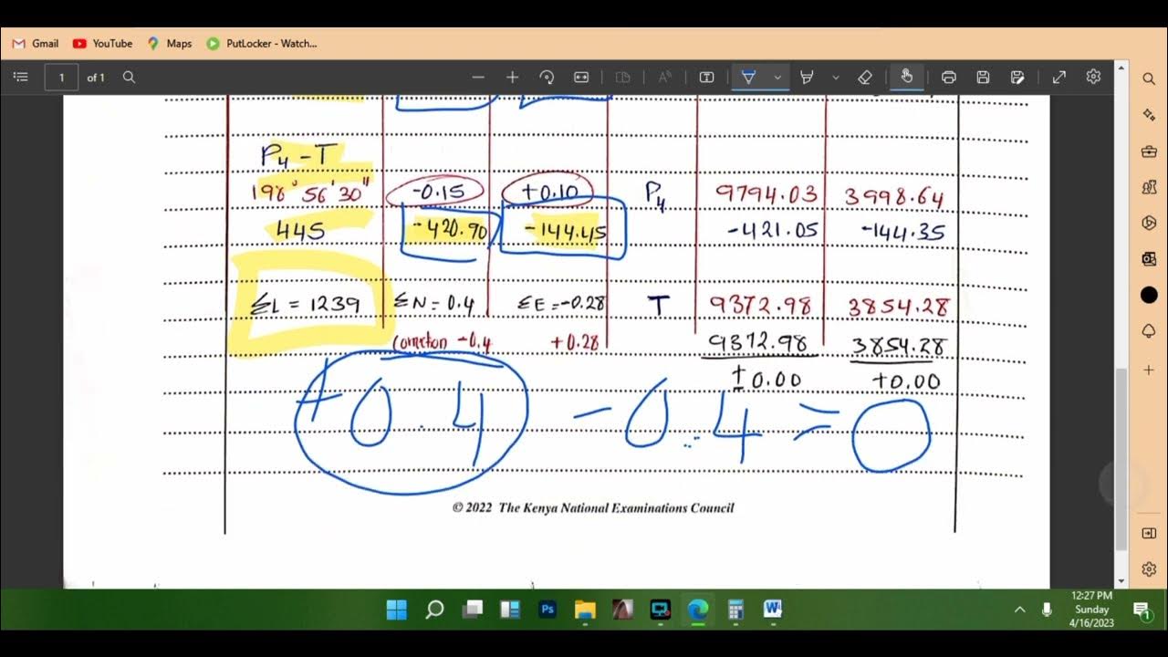 KNEC 2 Engineering traverse Bowditch methods (bearing sheet table ...
