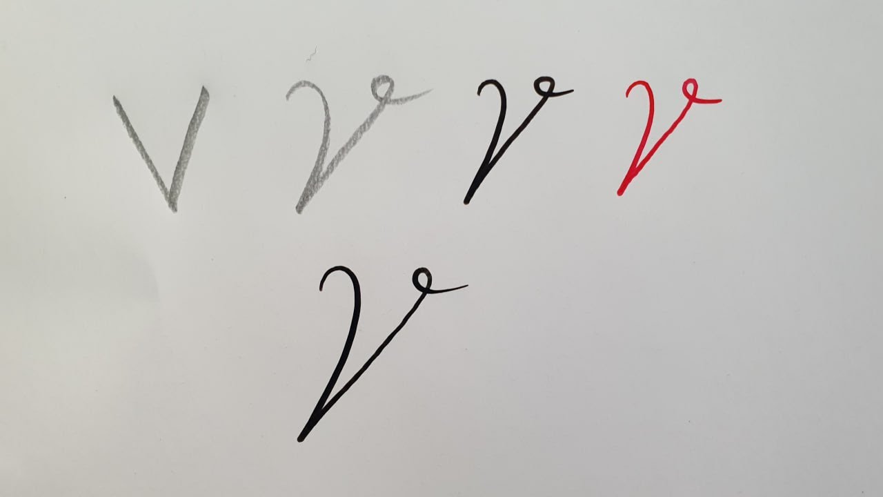 Cursive Handwriting Letter V with Pencil and Fountain Pen | Calligraphy ...