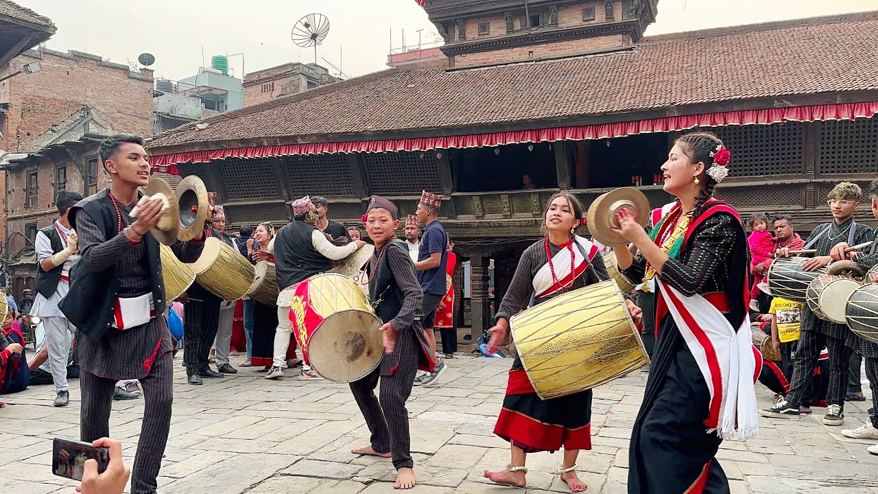 Energetic dhime dance at Dattatreya Square | Biska Bhaktapur | Yatra ...