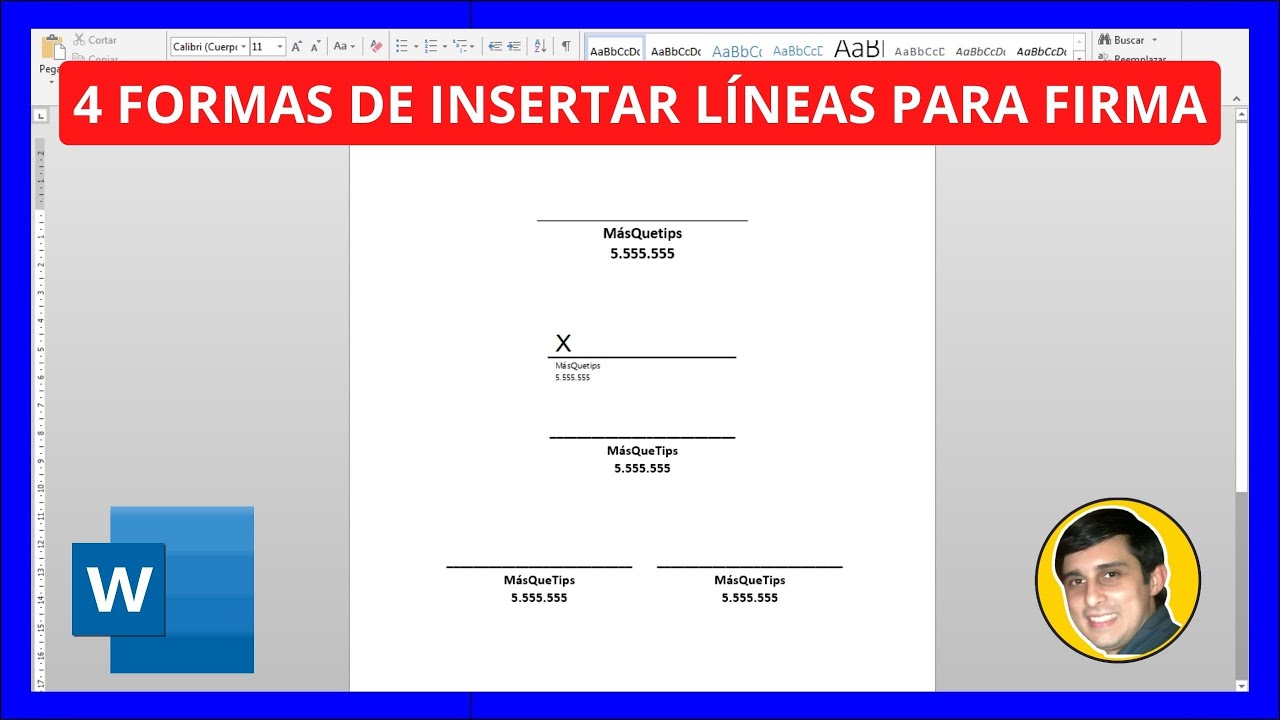 Cómo HACER LINEAS para FIRMAS en WORD - YouTube