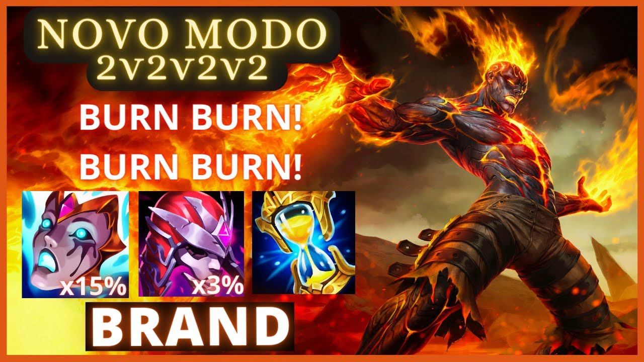 MODO 2v2v2v2 Brand Queimando os Inimigos I Joguei com o Faker BR? I ...