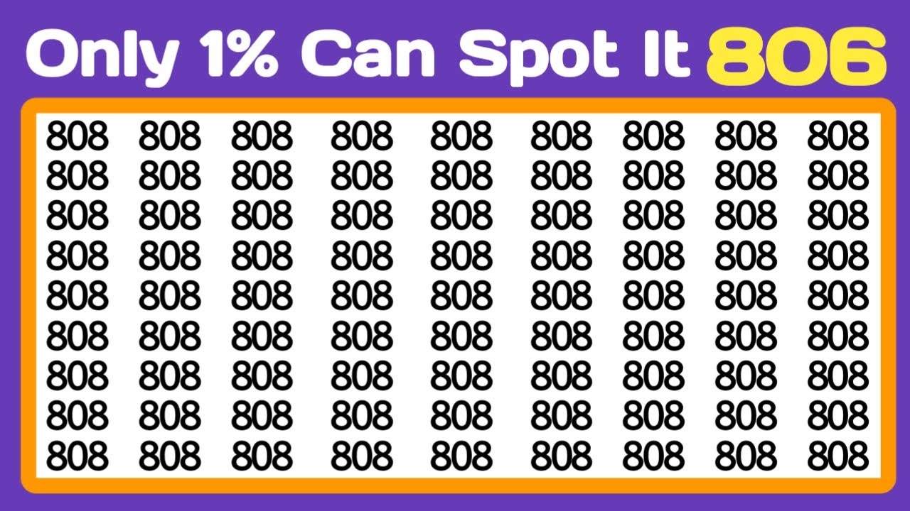 Only 1% Can Find/Spot It | Find Number 806 | Eye Testing Challenge ...