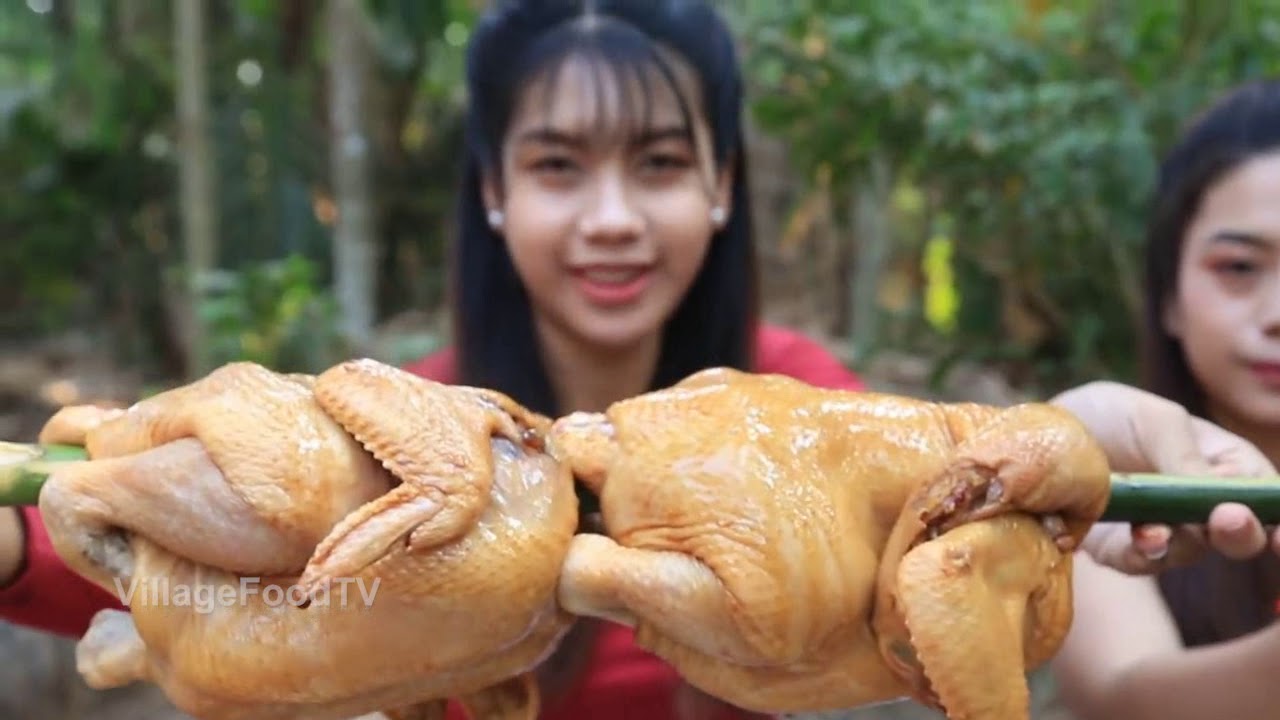 Primitive Technology: Survival Skill Cooking Chicken Roasted Recipe ...