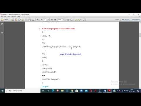 Demonstration of lex program to validate email id - YouTube