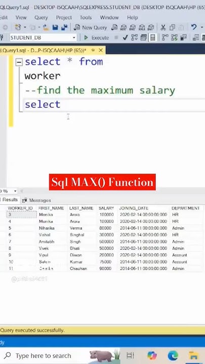 #SQL Max Function! || sql max #shorts #trending - YouTube