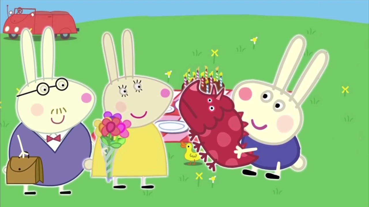 Peppa pig rabbit finger family dancing kid tv - YouTube