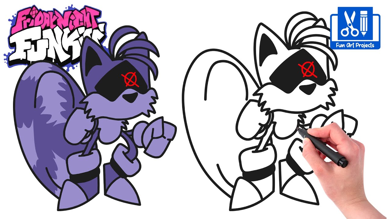 How To Draw Tails Defender | Friday Night Funkin FNF Game MOD - Easy ...