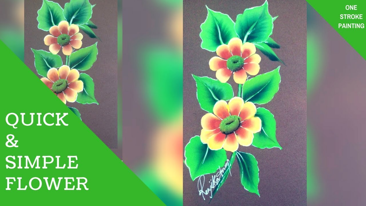 one stroke painting flowers | beginners painting | Tips and Tricks ...