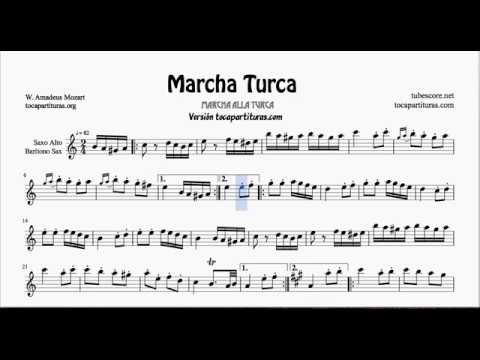 Marcha Turca Partitura de Saxofón Alto y Barítono en Mi bemol sirve ...