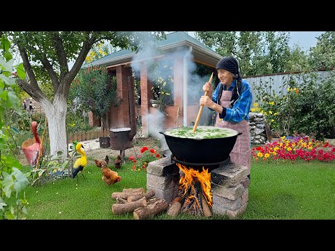 Cooking Traditional Dovga on Campfire | Authentic Country Life in Azerbaijan