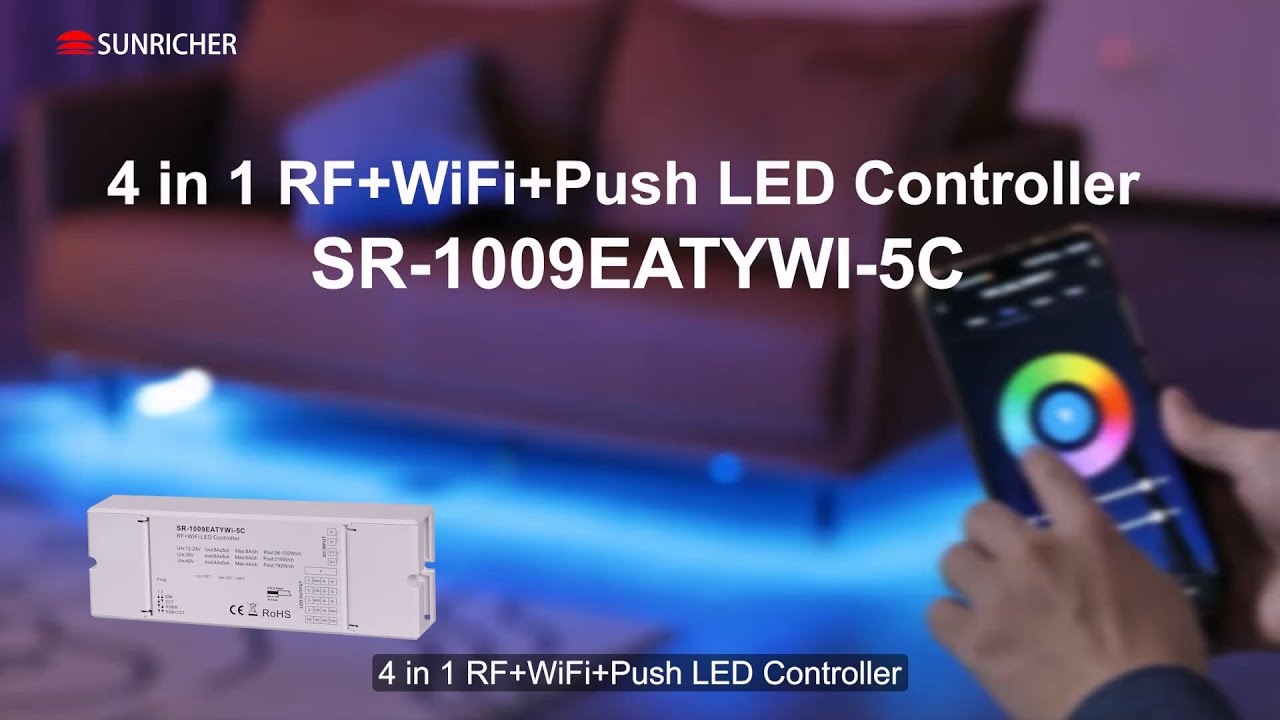 4 in 1 RF+WiFi+Push Dim LED Controller_SR-1009EATYWi-5C - YouTube