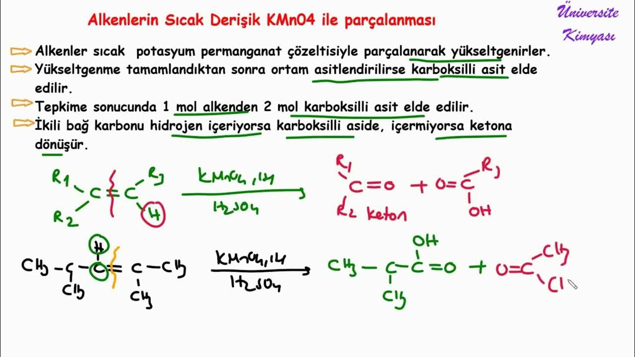 ORGANİK KİMYA | ALKENLERİN VE ALKİNLERİN SICAK KMNO4 İLE YÜKSELTGENMESİ - YouTube