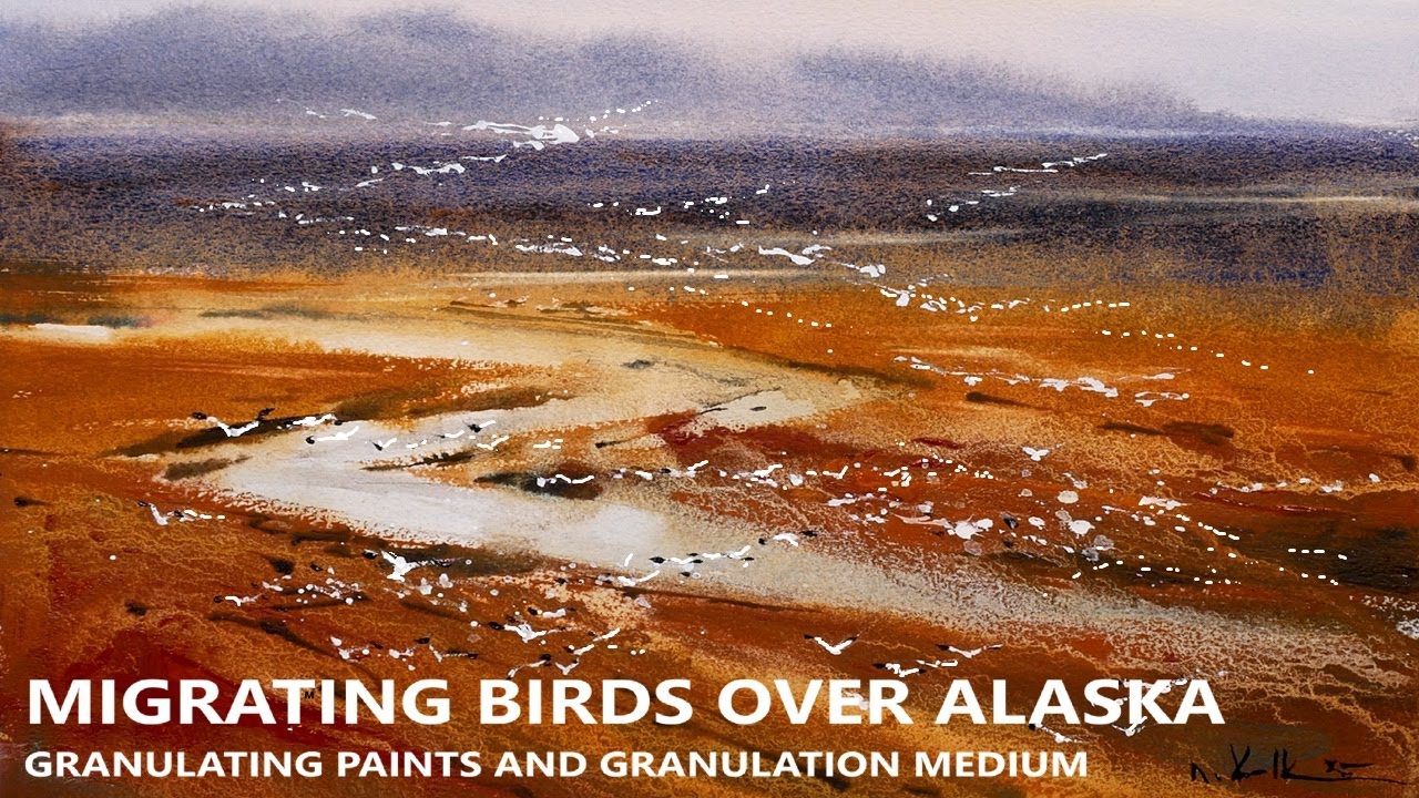 LOOSE WATERCOLOR PAINTING AERIAL LANDSCAPE using Granulating Paints and ...