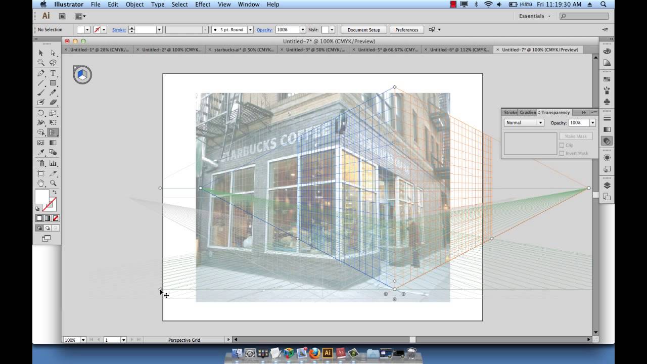 Adobe Illustrator Part 33 ::: Using the perspective grid tool (1) - YouTube