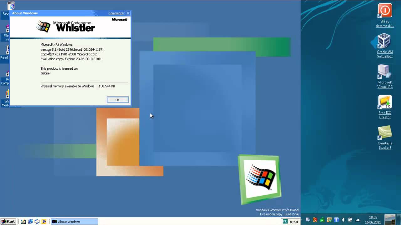 OS: Microsoft Whistler Professional Beta 1 Build 2296 - YouTube