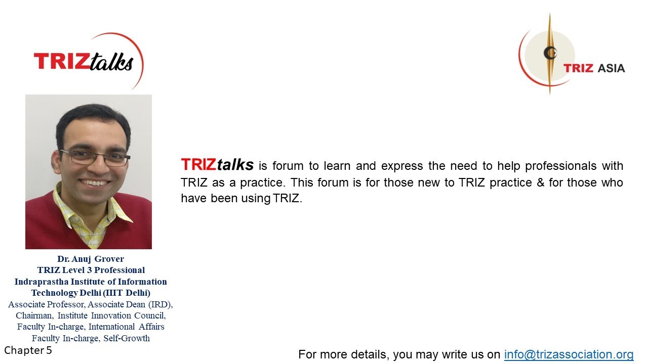 TRIZtalks Chapter 5 Dr Anuj Grover - YouTube