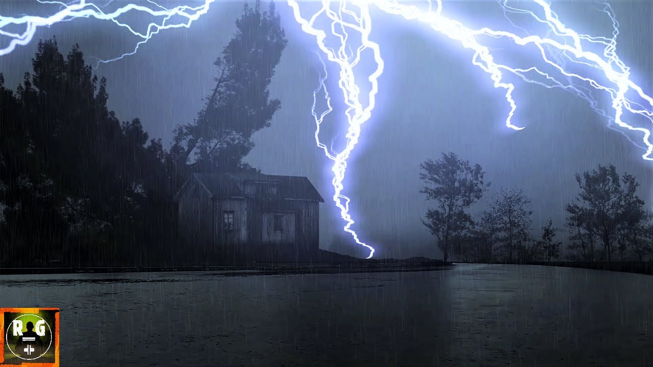 Loud Thunderstorm & Rain | Night Rainstorm with Very Strong Thunder ...