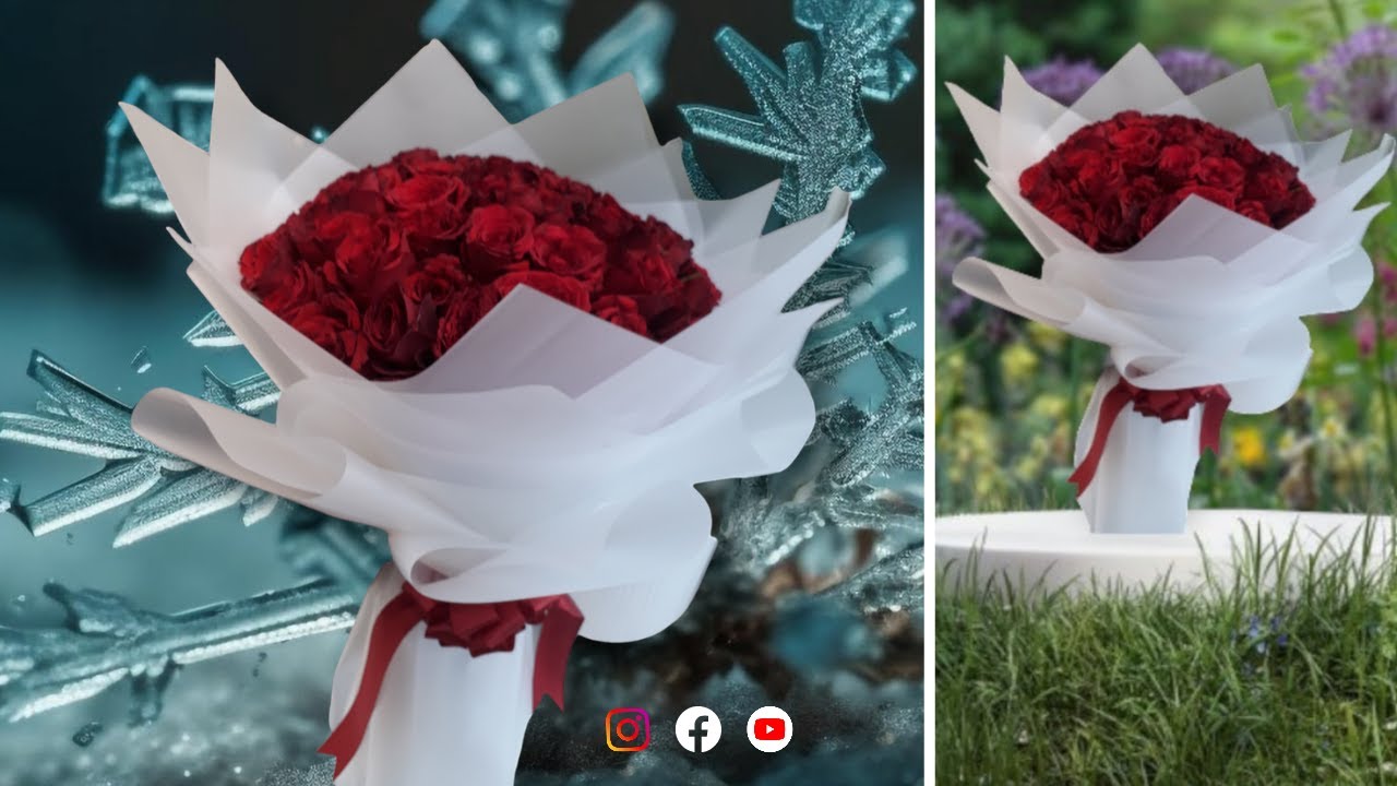 How To Make Red Roses Round Hand Bouquet || 50 Red Roses Bouquet ...