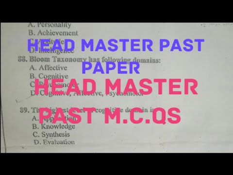 HEAD MASTER PAST PAPER | HEAD MASTER PAST PAPER M.C.Qs ... - YouTube
