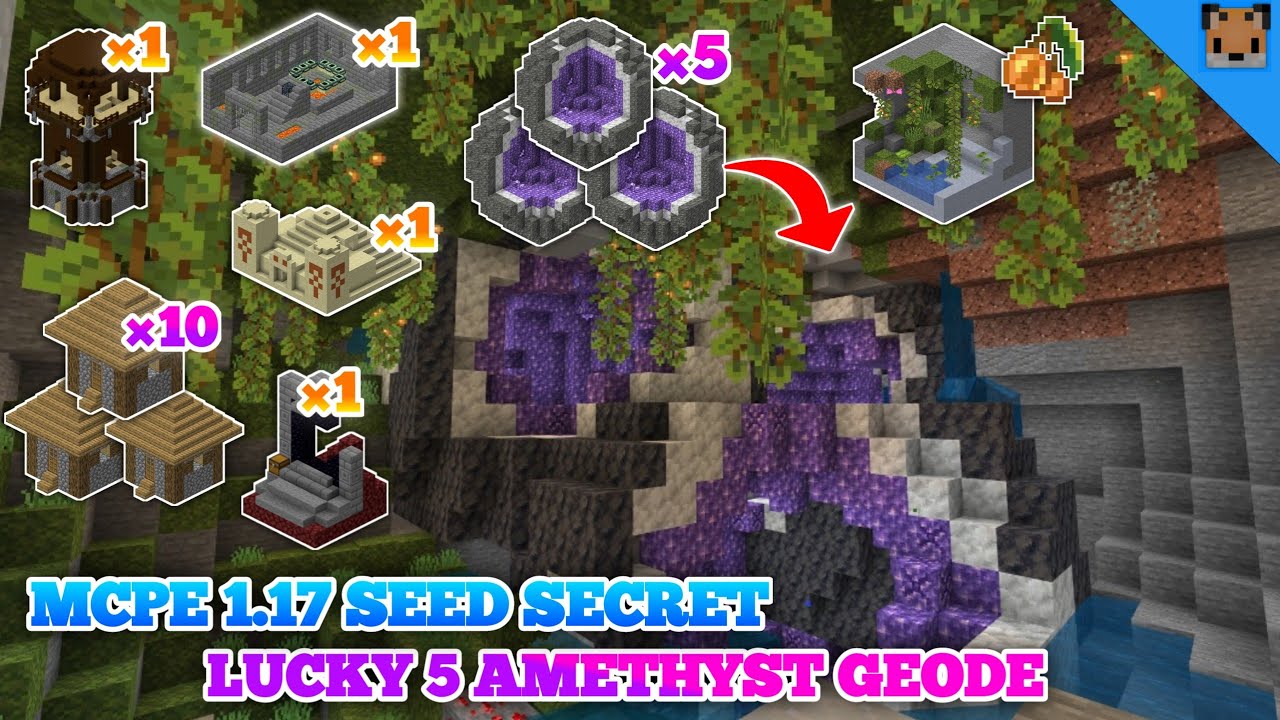 Minecraft pe 1.17 seed secret - seed lucky 5 amethyst geode with city ...