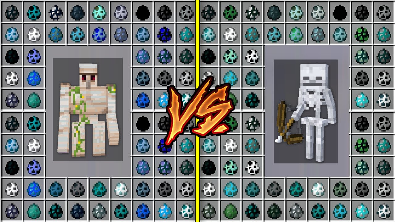 WHAT IF YOU SPAWN ALL SKELETON EGGS vs GOLEM EGGS BATTLE Minecraft ...