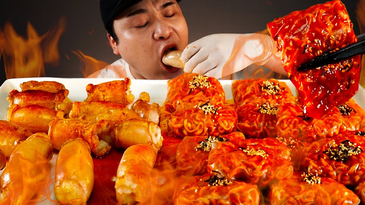 겉은 바삭 속은 촉촉 통대창과 매콤한 불닭쌈 먹방~!! 리얼사운드 ASMR Mukbang(Eating Show) - YouTube