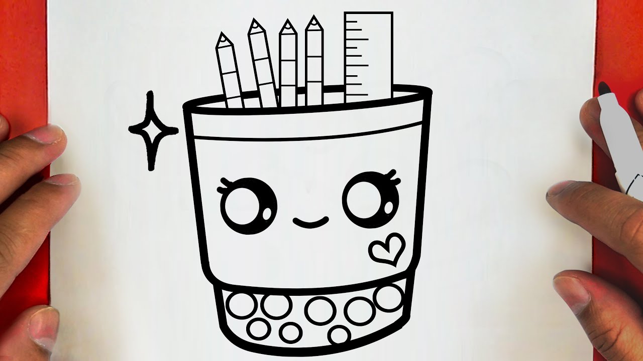 HOW TO DRAW A CUTE BUBBLE TEA POP UP PEANCIL CASE, STEP BY STEP, DRAW ...
