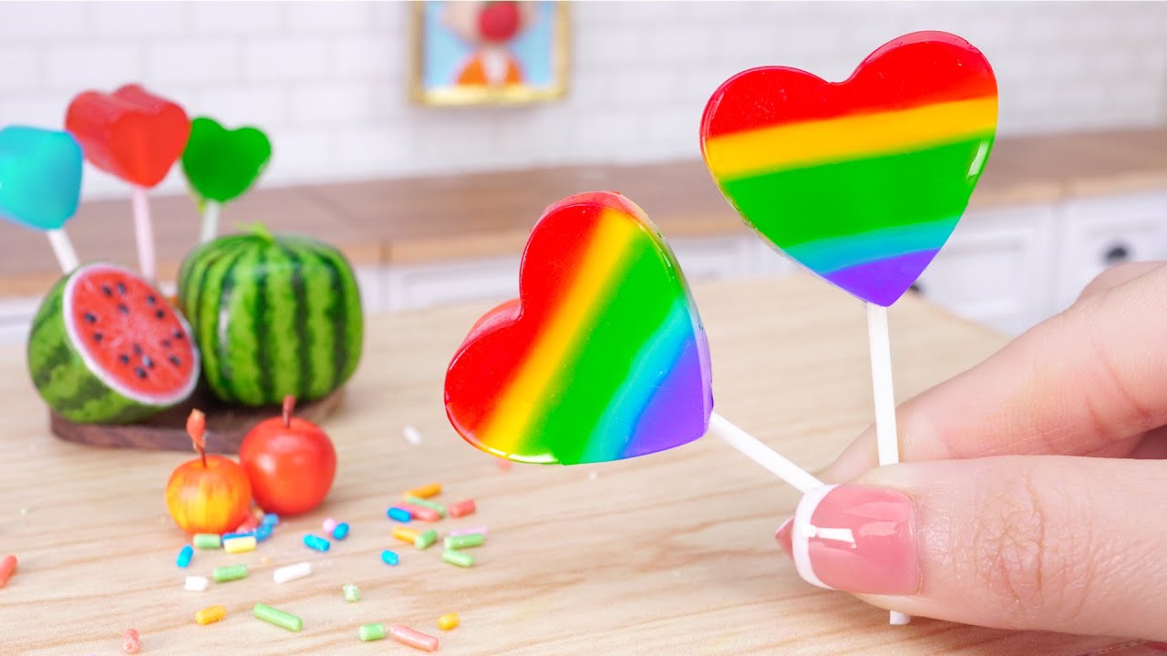 SWEET Miniature Rainbow Lollipop Decorating Ideas | ASMR Miniature ...