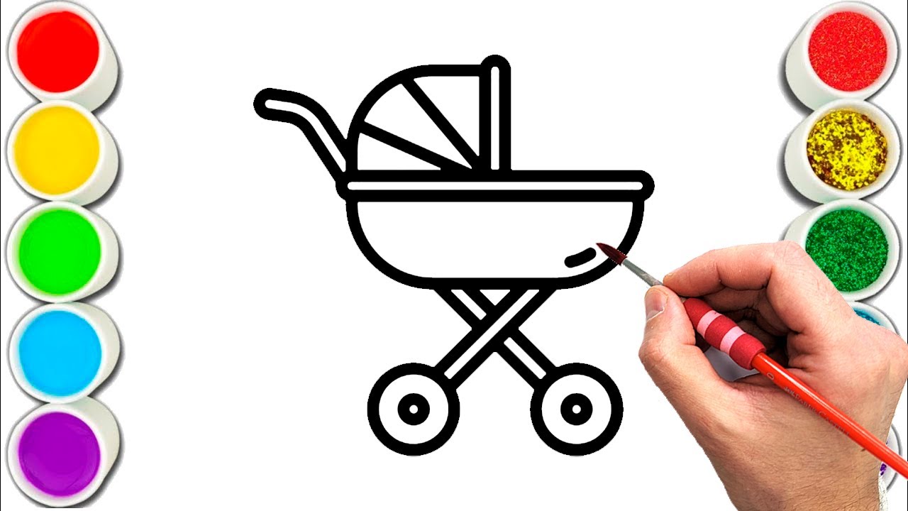 Baby stroller Drawing, Painting & Coloring For Kids and Toddlers_ Child ...