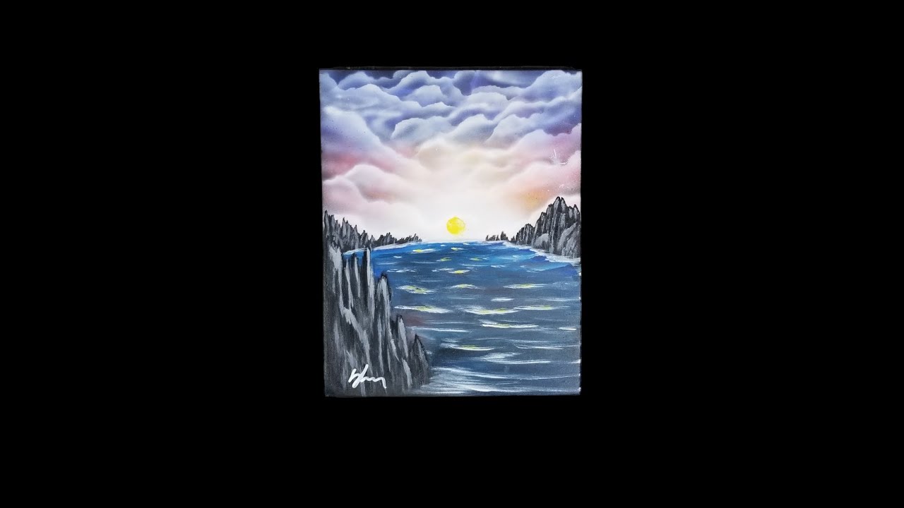 Beginner Airbrush & Acrylic Sunset Painting - YouTube