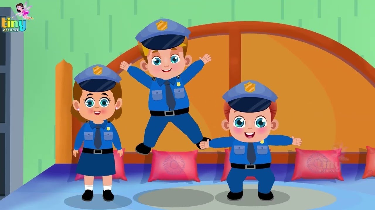 🔴 Five Little Policemen | ABC Song | Song For Kids | Nursery Rhymes ...