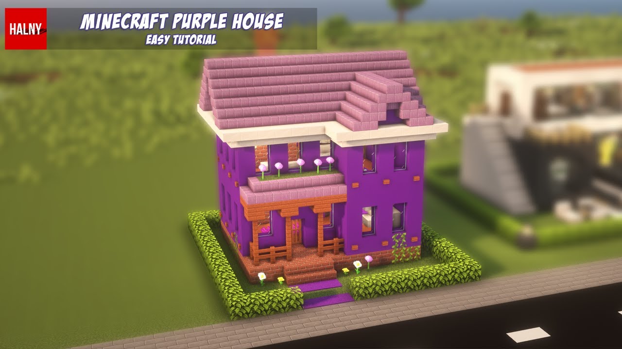 Simple and beautiful purple house in Minecraft (tutorial) - YouTube