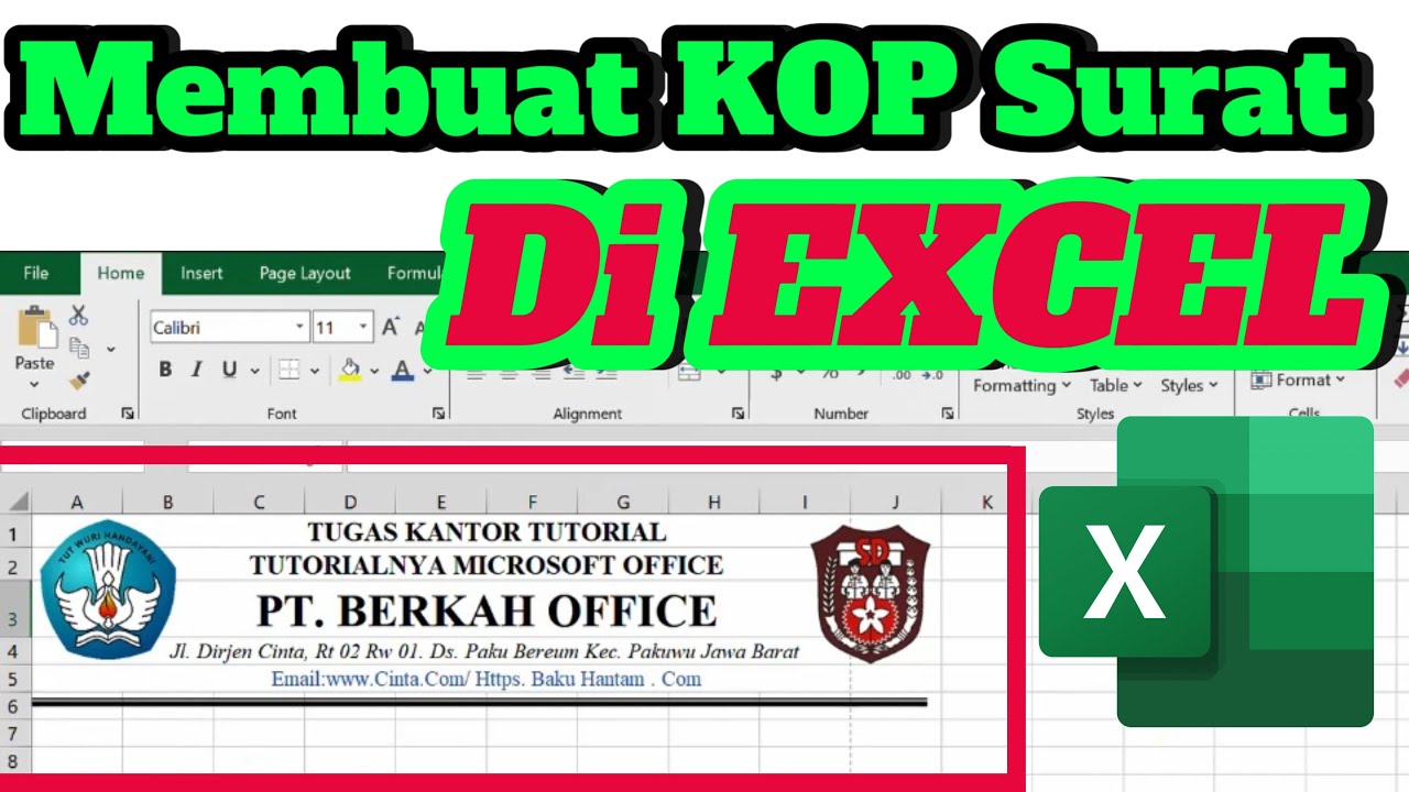 Membuat Kop Surat di Microsoft Excel Mudah - YouTube