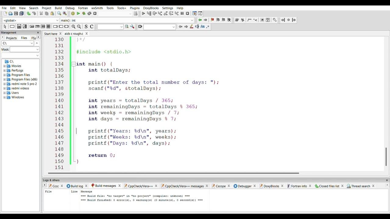 Write A C Program To Convert Specified Days Into Years Weeks And Days