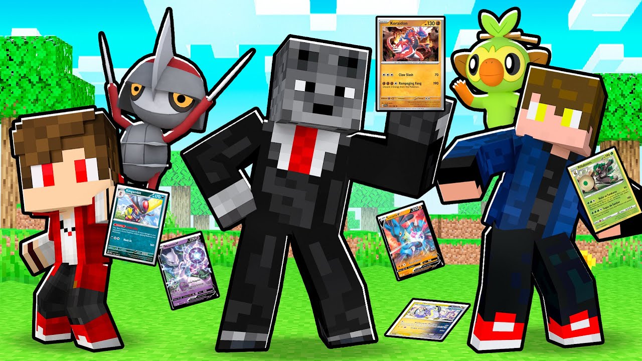 PRIMEIRA VEZ ABRINDO os PACOTES de CARTAS de POKEMON no MINECRAFT ...