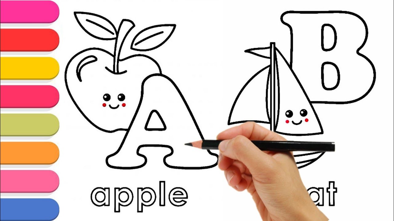 A for Apple_B for Boat creative coloring activity for kids | Coloring ...