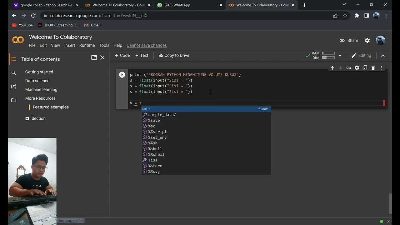 Basic program python (MENGHITUNG VOLUME KUBUS) - YouTube