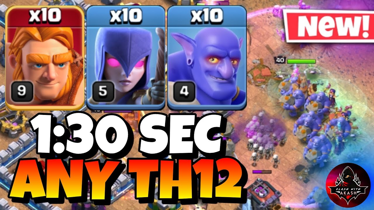 TH12 Super Giant Attack Strategy | TH12 Super Giant Witch | Best TH12 ...