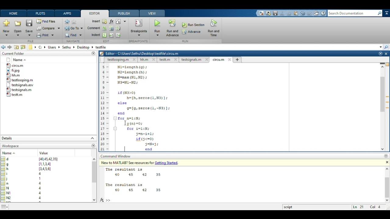 Circular convolution MATLAB code in tamil - YouTube